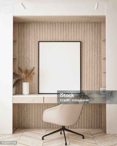 Bingkai Poster Mock Up Dengan Latar Belakang Interior Modern Ruang Tamu