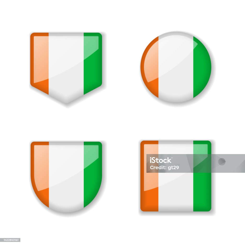 Flags Of Ivory Coast Glossy Collection Stock Illustration Download