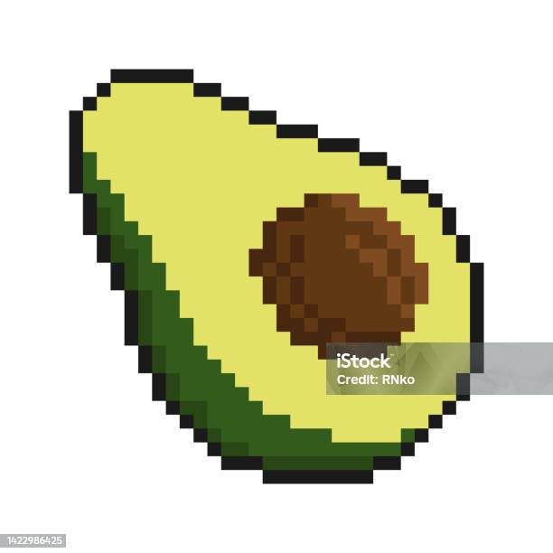 Icône De Pixel Fruit Davocat Coupé En Deux Avec Graine Au Milieu Fruits