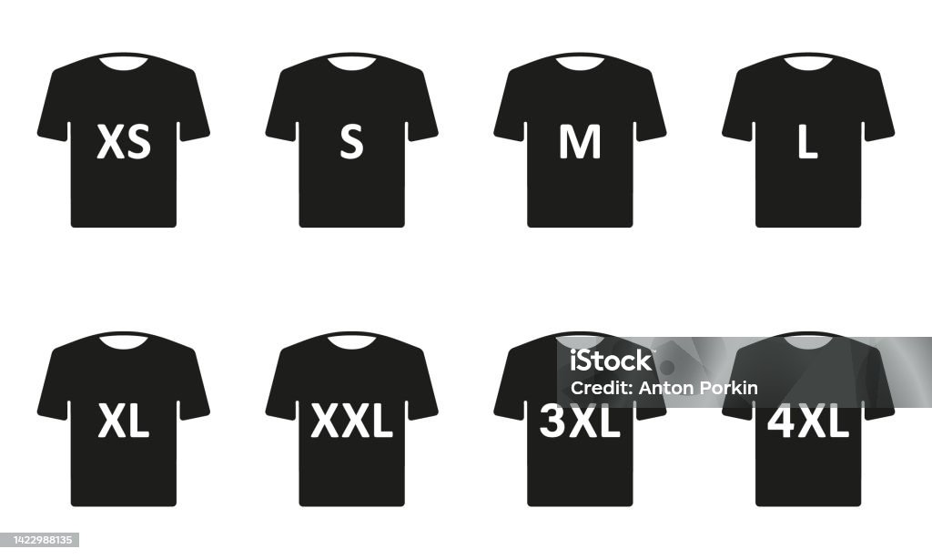 Kemeja Pria Atau Wanita Set Ikon Siluet Ukuran Tshirt Label Ukuran