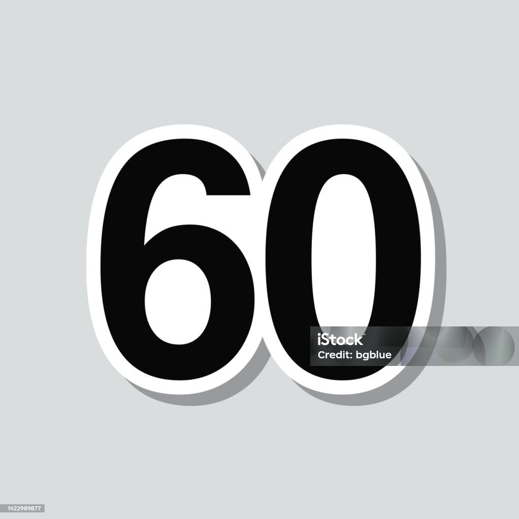 60 Nummer Sechzig Symbolaufkleber Auf Grauem Hintergrund Stock Vektor ... 60 Nummer Sechzig Symbolaufkleber Auf Grauem Hintergrund Stock Vektor ...
