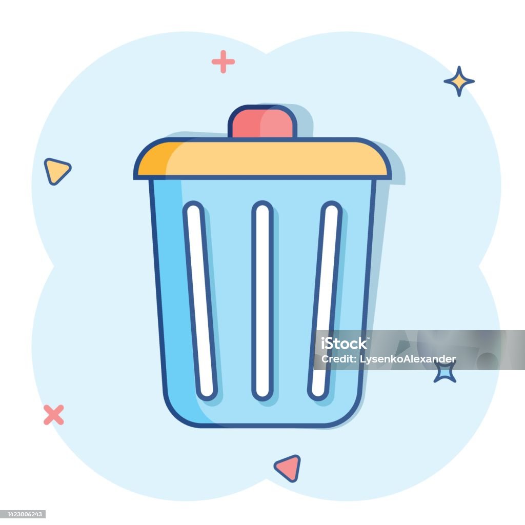 Ilustración De Ícono En Estilo Cómico De Basura Cubo Basura Papelera