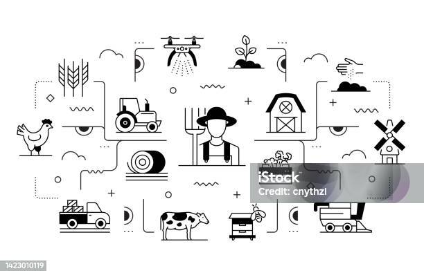 Farming And Agriculture Related Vector Banner Design Concept Modern
