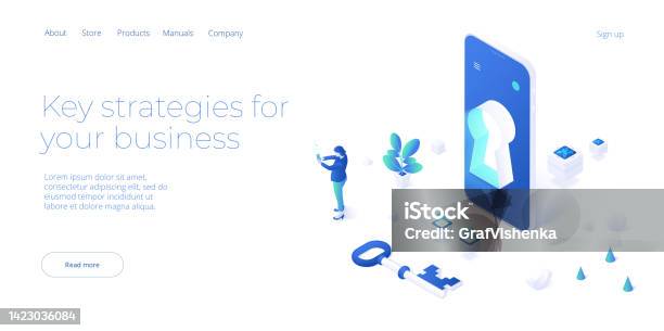 Ilustrasi Vektor Isometrik Keamanan Data Seluler Konsep Sistem
