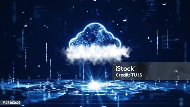 Konsep Teknologi Komputasi Cloud Dan Edge Ikon Besar Di Atas Awan Putih