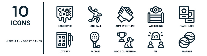 Jeu Dicônes De Contour De Jeux De Sport Divers Comprend Un Jeu De Ligne
