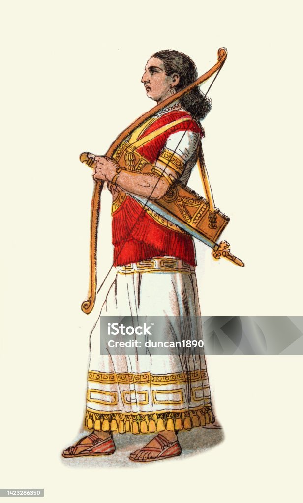 Fashion Of Ancient Assyria Assyrian Weapons Carrier Soldier Archer Carrying A Bow Stock