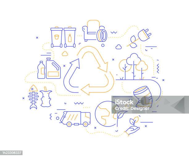 Ilustrații De Stoc Cu Reciclarea Legate De Line Style Banner Design