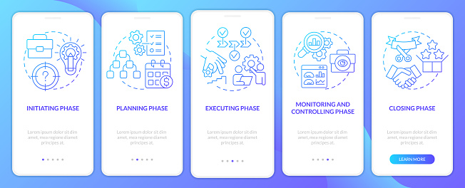 Fase Manajemen Proyek Blue Gradient Onboarding Onboarding Layar