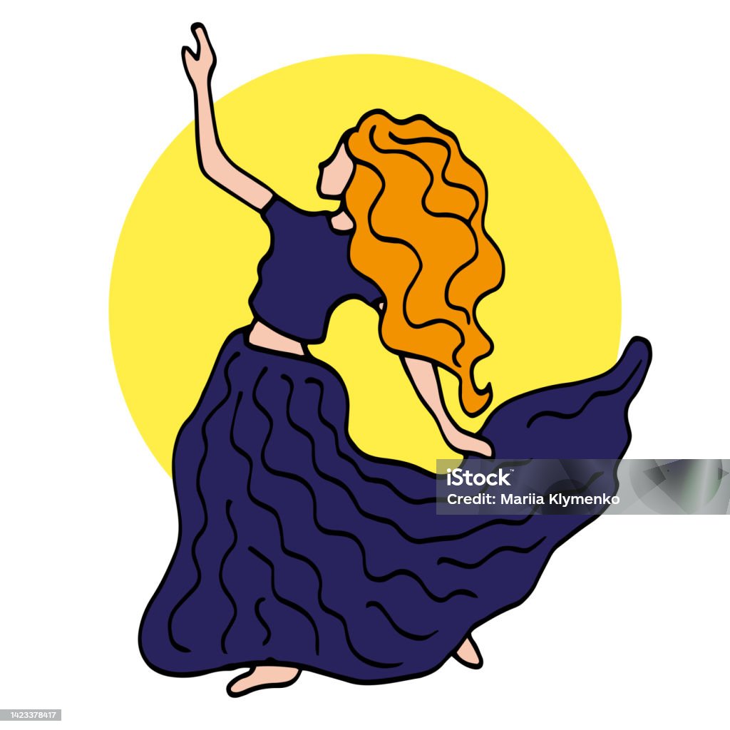 Girl Dancing Oriental Belly Dance Stock Illustration Download Image