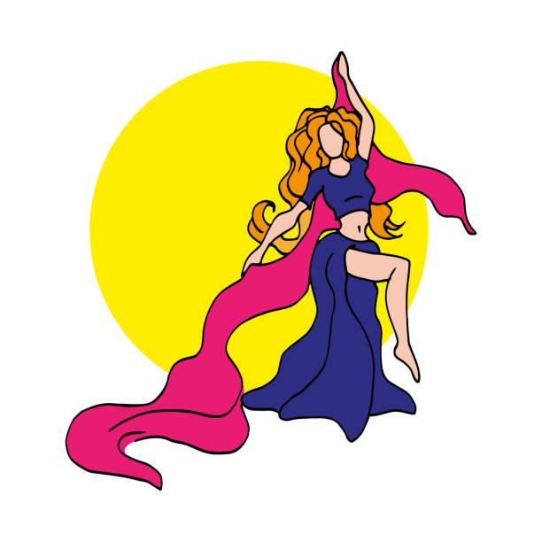 60 Poses Belly Dance Stock Illustrations Royalty Free Vector Graphics