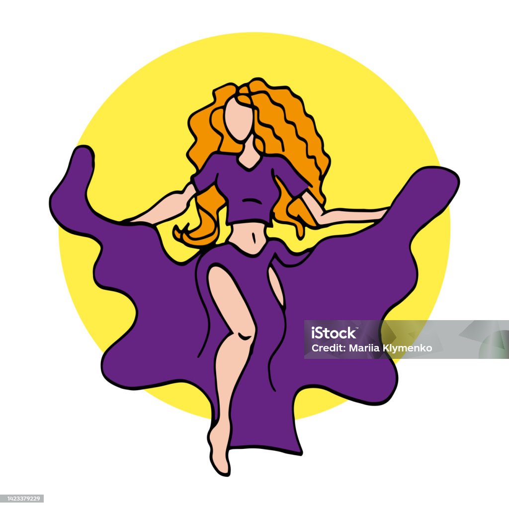 Girl Dancing Oriental Belly Dance Stock Illustration Download Image