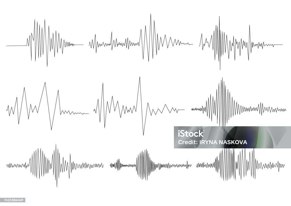 Seismogram Gempa Bumi Atau Gelombang Volume Musik Diatur Ilustrasi Stok Unduh Gambar Sekarang