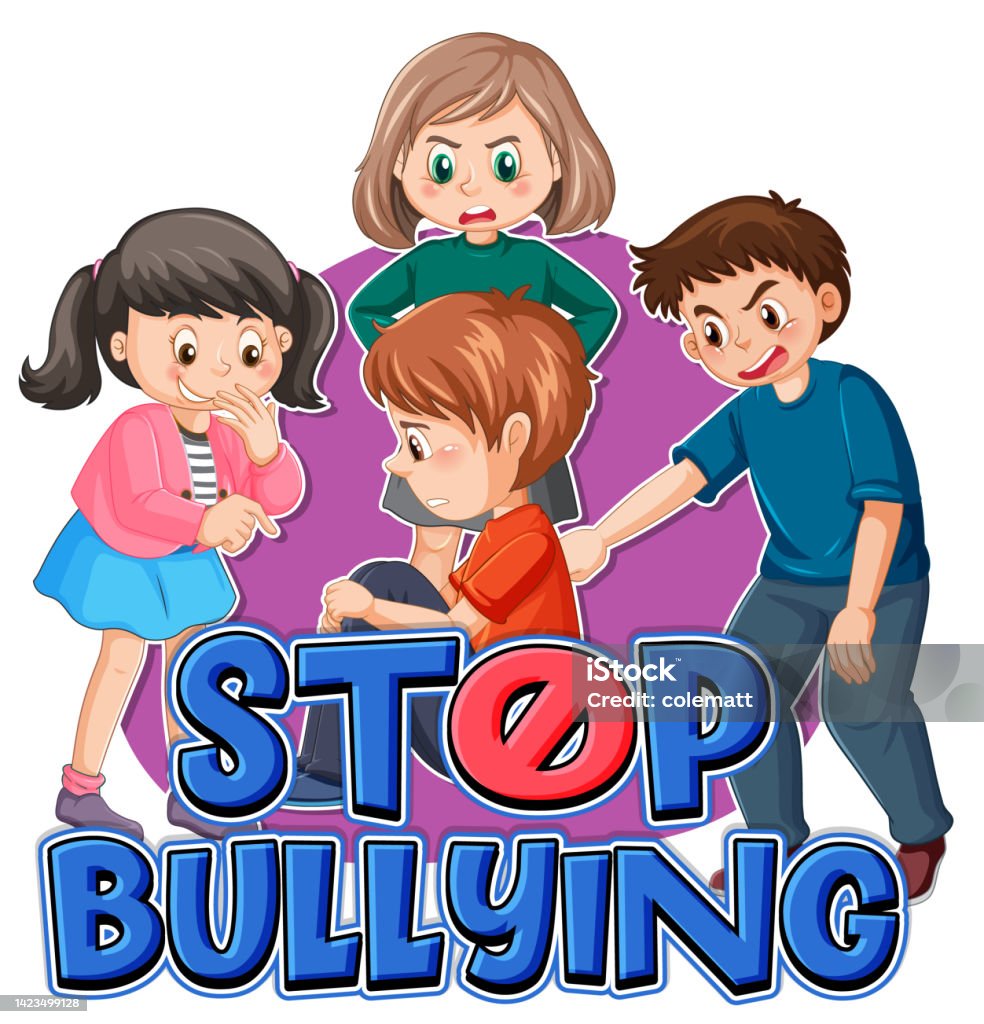 Ilustración de Stop Bullying Word Con Personaje De Dibujos Animados y ... Ilustración de Stop Bullying Word Con Personaje De Dibujos Animados y ...