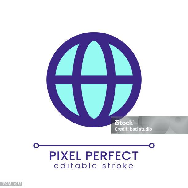 Globe Pixel Perfect Rgb Couleur Ui Icône Vecteurs Libres De Droits Et