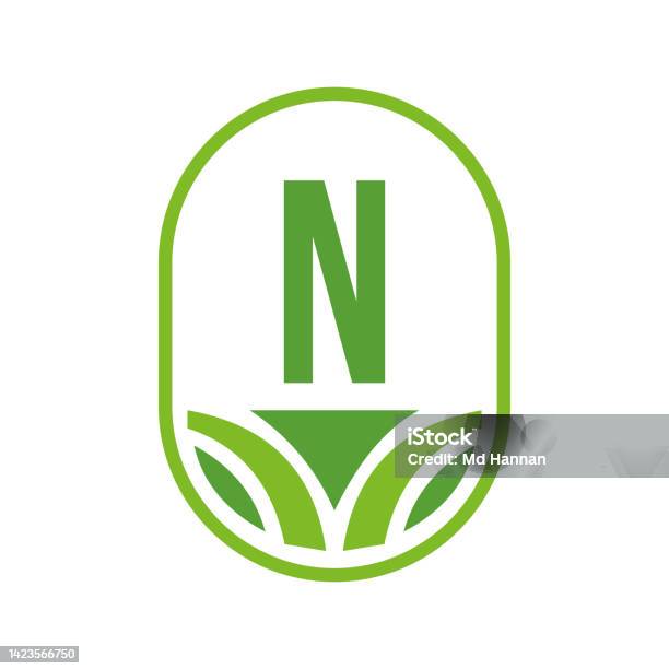 Emblème De Lagriculture Sur Le Concept De La Lettre N Modèle Vectoriel