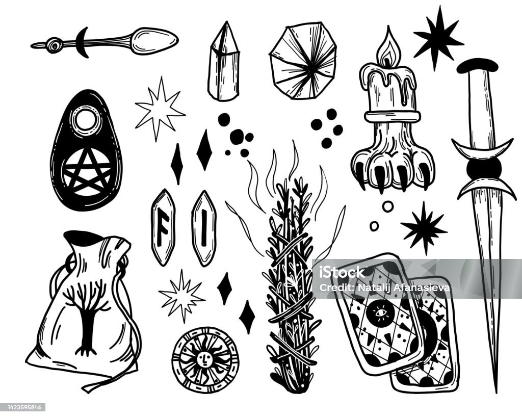 A Set Of Vector Magic Elements An Occult Set For Sorceresses Hand Drawn ... A Set Of Vector Magic Elements An Occult Set For Sorceresses Hand Drawn ...