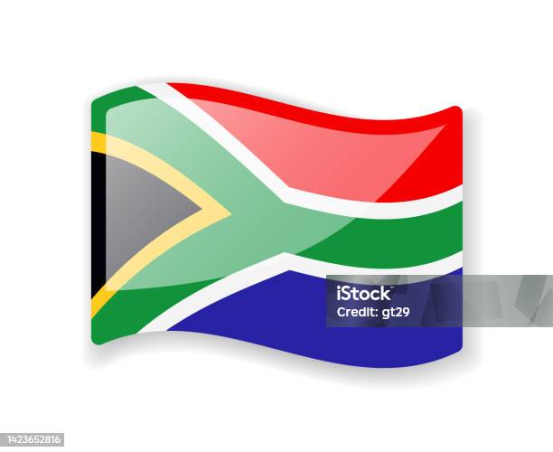 Bendera Afrika Selatan Bendera Bergelombang Ikon Mengkilap Cerah ... Bendera Afrika Selatan Bendera Bergelombang Ikon Mengkilap Cerah ...