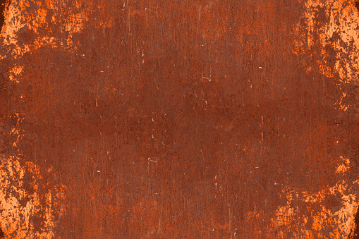 Grunge Aged Weathered Rustic Rusty Orange Brown Metal Corten Steel Wall