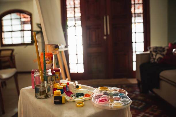 Free Stock Photo of Messy Room With Paint and Paintbrushes on Floor ...