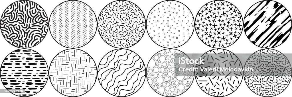 Circles Of Different Textures Shades Of Gray Abstract Background Design