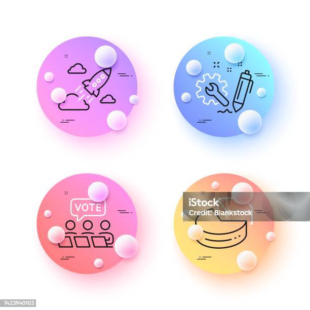Online Voting Pie Chart And Engineering Minimal Line Icons For Web ... Online Voting Pie Chart And Engineering Minimal Line Icons For Web ...
