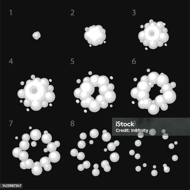 Ensemble Dimages Danimation Cartoon Explosion Smoke Vecteur Vecteurs