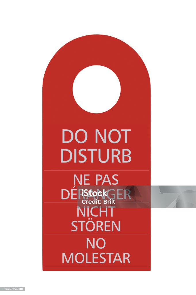 Red Do Not Disturb Door Handle Cardboard Tag Vertical Isolated Hanger
