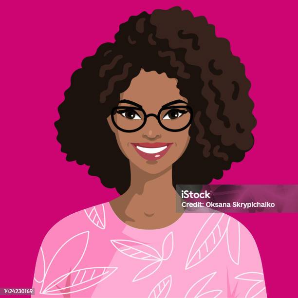 Portrait Dune Jeune Femme À La Peau Foncée En Lunettes Fille Africaine
