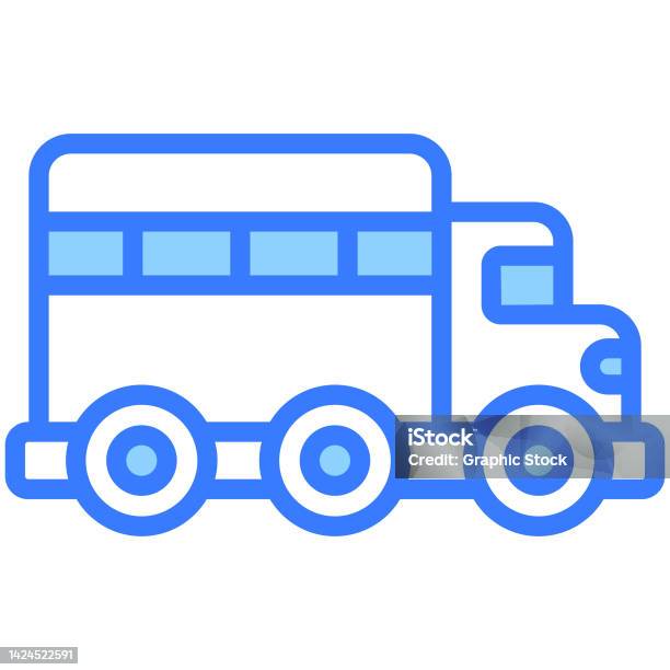 Ikon Kerangka Biru Bus Desain Vektor Terisolasi Ilustrasi Stok Unduh