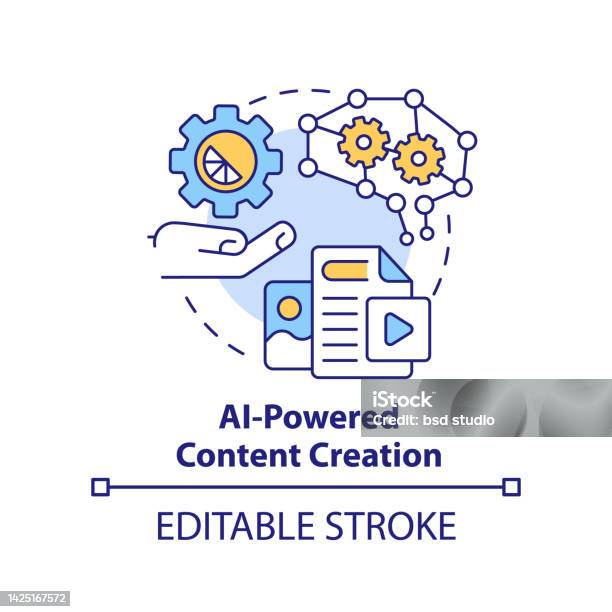 Ilustración De Icono De Concepto De Creación De Contenido Impulsado Por
