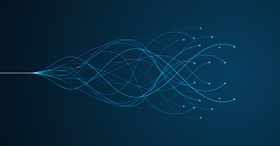 Technologie De Lia Concept Dintelligence Artificielle Lignes Bleues Et
