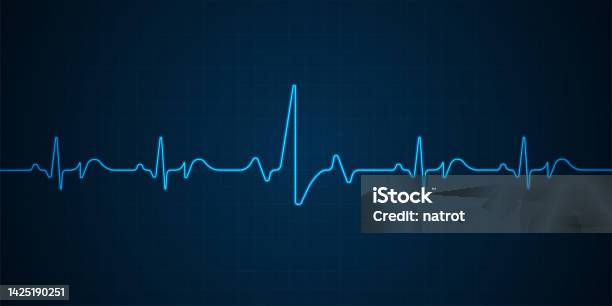 Emergency Ekg Monitoring Blue Glowing Neon Heart Pulse Heart Beat