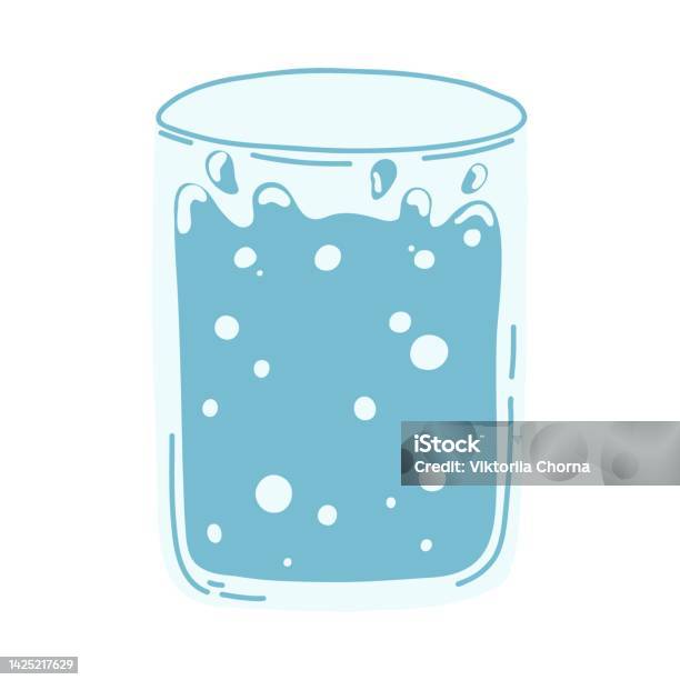 Verre Deau Dans Un Style Plat De Dessin Animé Illustration Vectorielle