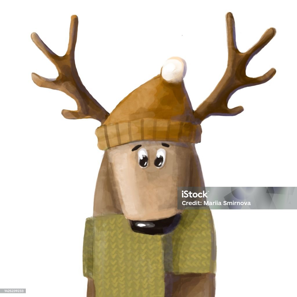Cute Portrait Of A Reindeer Autumn Illustration Stock Illustration Download Image Now
