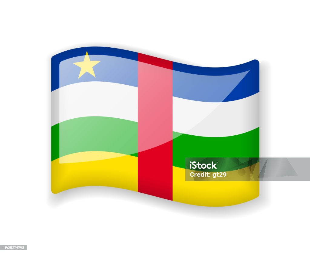 Central African Republic Flag Wavy Flag Bright Glossy Icon Stock