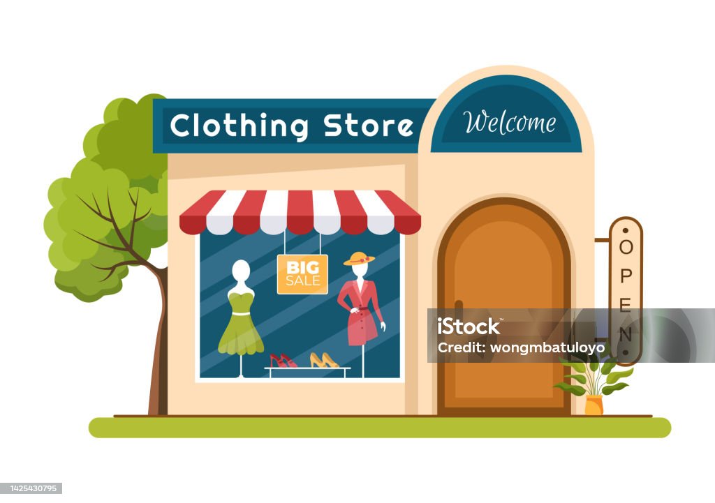 Fashion Clothing Store For Women Template Ilustrasi Kartun Yang