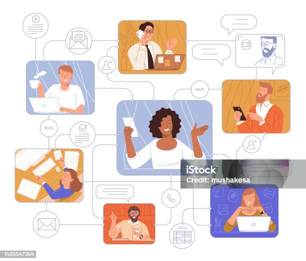 Flux De Travail Et Communication Dentreprise Vecteurs Libres De Droits