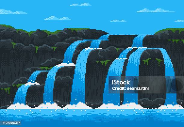 8 Bit Pixel Game Waterfall Cascade Landscape Level向量圖形及更多水圖片 - 水, 像素畫 ... 8 Bit Pixel Game Waterfall Cascade Landscape Level向量圖形及更多水圖片 - 水, 像素畫 ...
