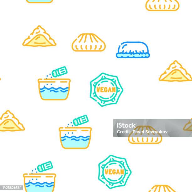 Dumpling Delicious Meal Recipe Icons Set Vector Stock Illustration