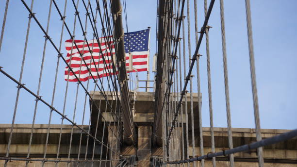 Free Stock Photo of American Flag Flying on Top of Bridge | Download ...