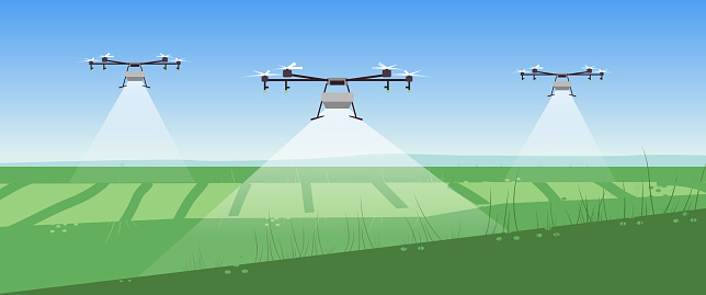 Ilustrasi Smart Farm Dengan Kontrol Drone Teknologi Inovasi Untuk