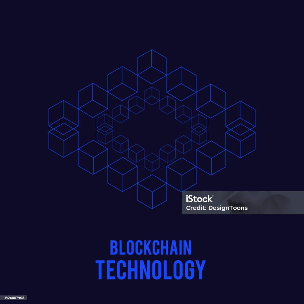 Blockchain Technology Concept Cubic Nodes Connected By Chain Isometric Vector Illustration Of