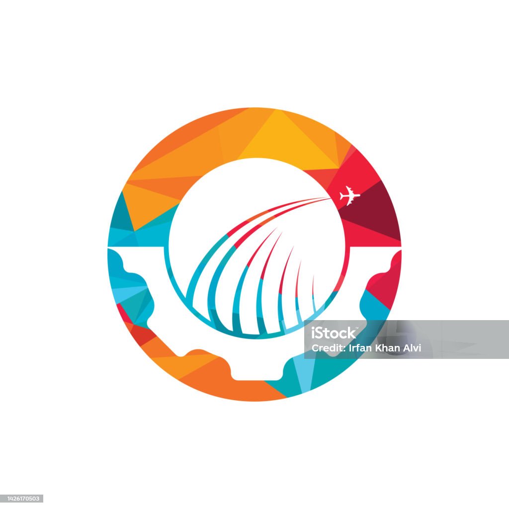 Conception Du Logo Vectoriel De Voyage Dengrenage Vol Abstrait En Avion