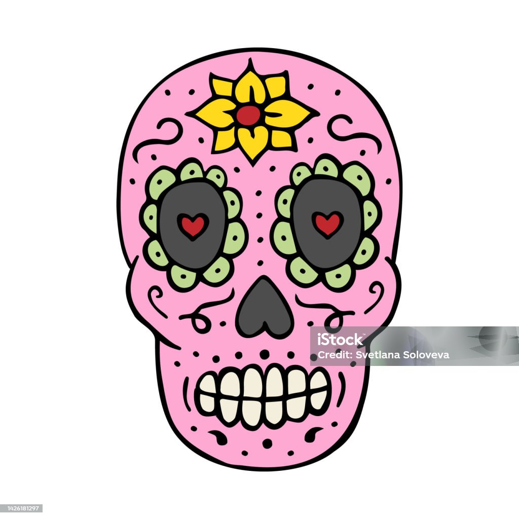 Vektor Sketsa Doodle Yang Digambar Tangan Tengkorak Gula Meksiko ... Vektor Sketsa Doodle Yang Digambar Tangan Tengkorak Gula Meksiko ...
