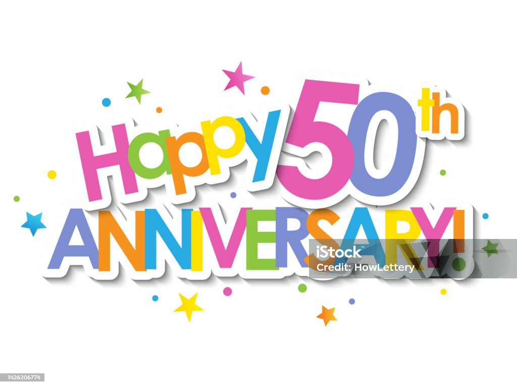 Happy 50th Anniversary Colorful Typography Banner Stock Illustration