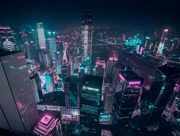 Free Stock Photo of Neon cage structure in night cityscape | Download ...