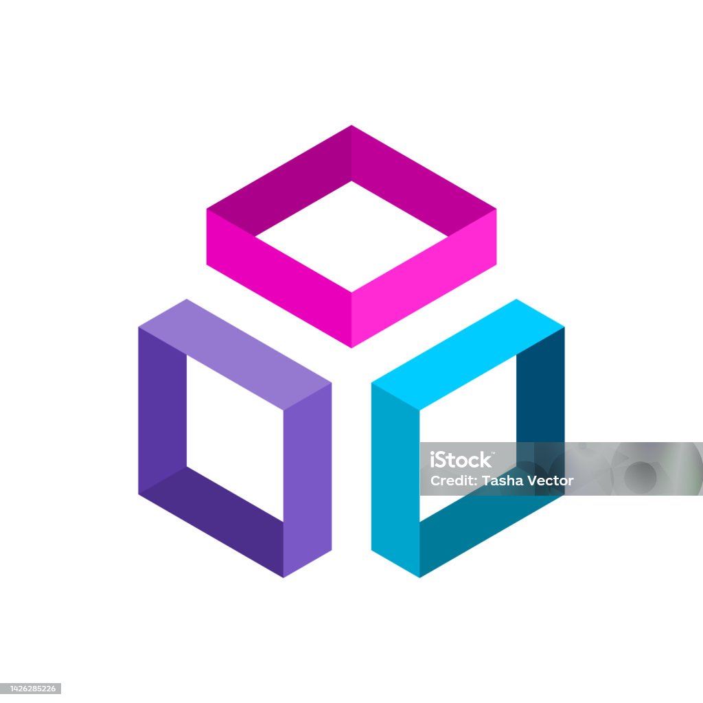 Vetores De Três Molduras De Cubos Coloridas Modelo De Logotipo Do