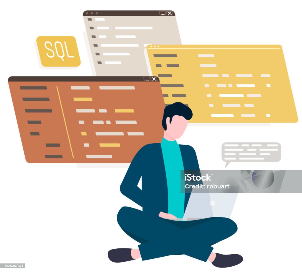 Young Man Programmer Coding And Correct Errors In Project Sitting Near