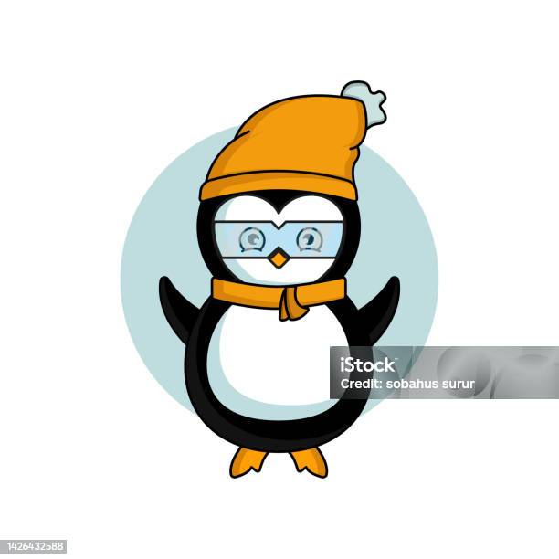 Personnage De Dessin Animé De Pingouin Dhiver Illustration Style Plat